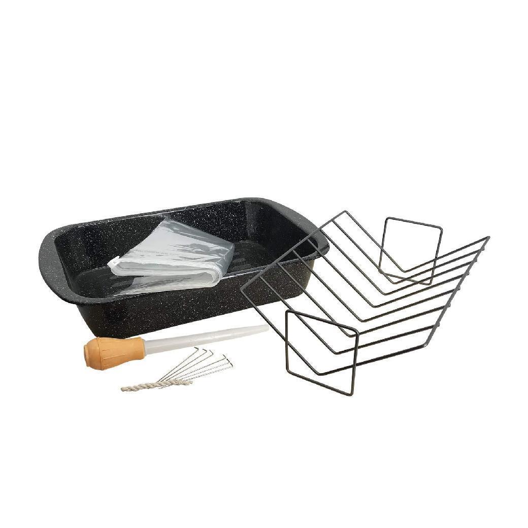 Granite Ware Black Roaster with Non-Stick V-Rack | J.L. Hufford