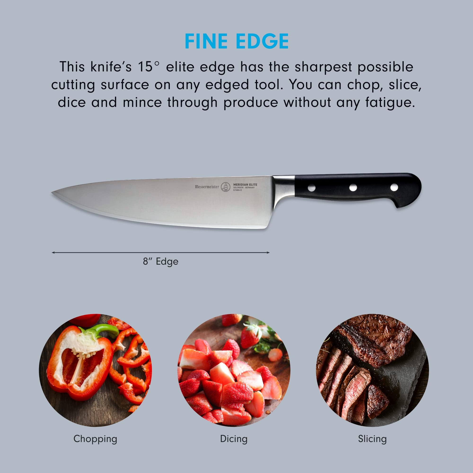 Messermeister Meridian Elite Stealth Chef’s Knife, 8” – J.L. Hufford