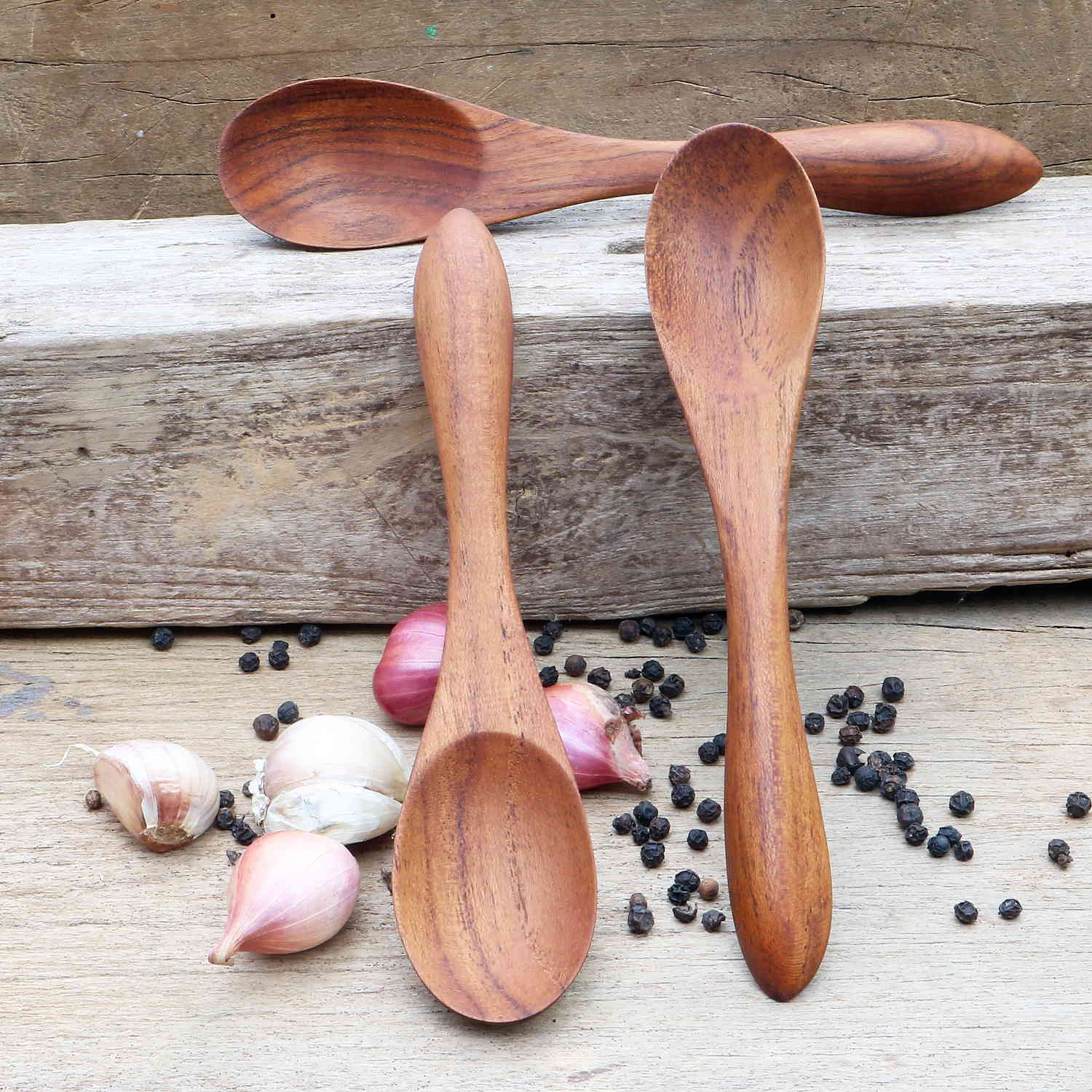 Rico & Plato Bella Large Teak Spoon Set of 4 | J.L. Hufford