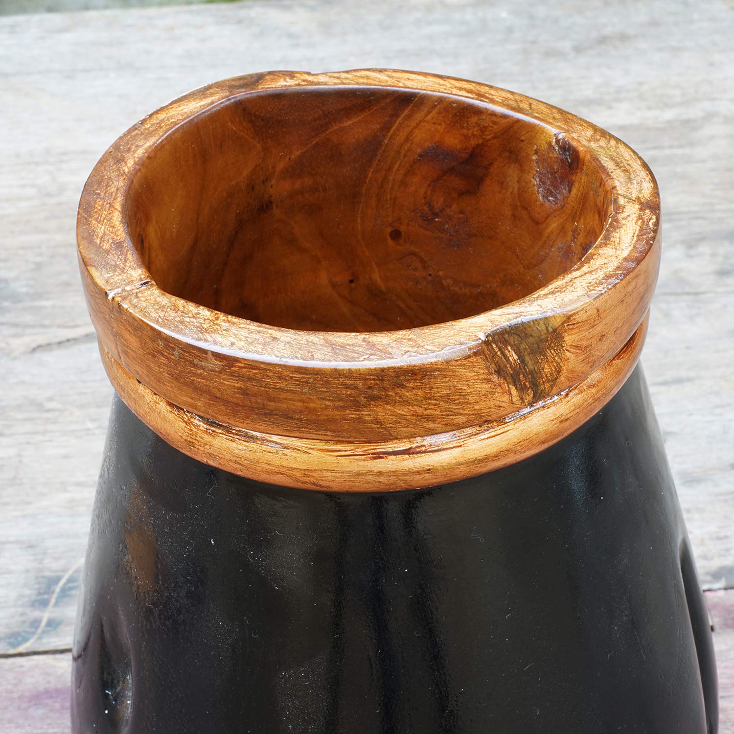 Rico & Plato Sam Black Teak Vase with Copper Leaf Accent – J.L. Hufford