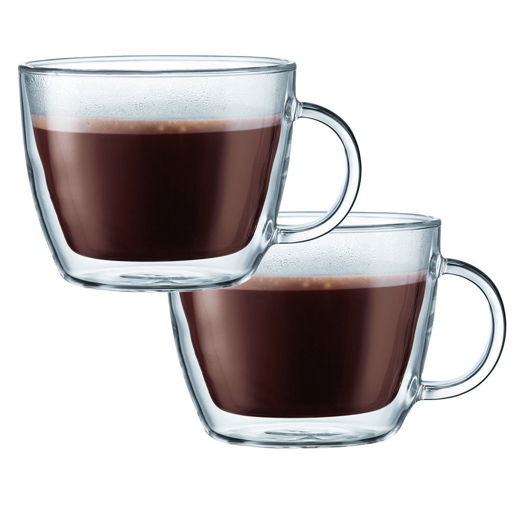 Bodum Bistro Double-Wall Insulated Glass Mug, 15-Ounce, Set, 51% OFF